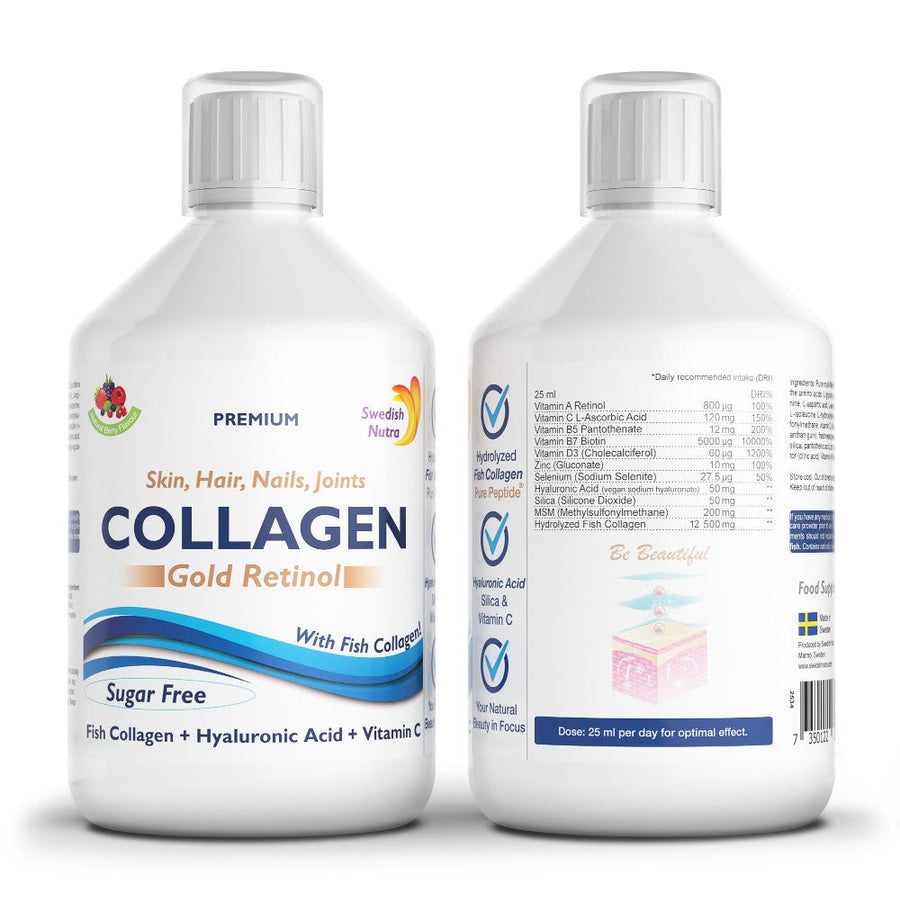 Swedish Nutra Premium Collagen Gold Retinol - 12500mg High Strength ...